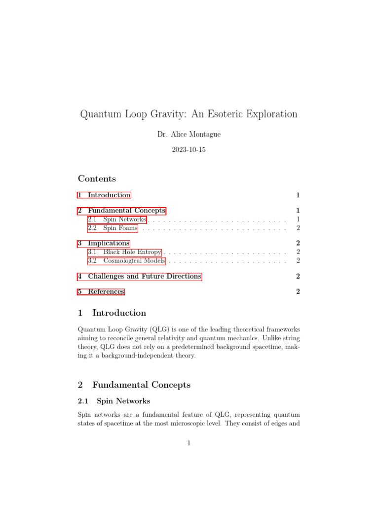 Quantum Loop Gravity: An Esoteric Exploration | PDF | Quantum Gravity ...