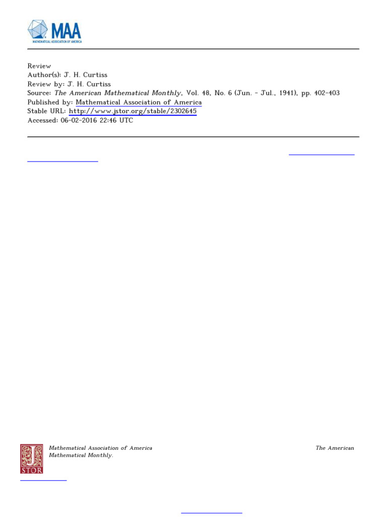 Mathematical Association of America The American Mathematical Monthly ...