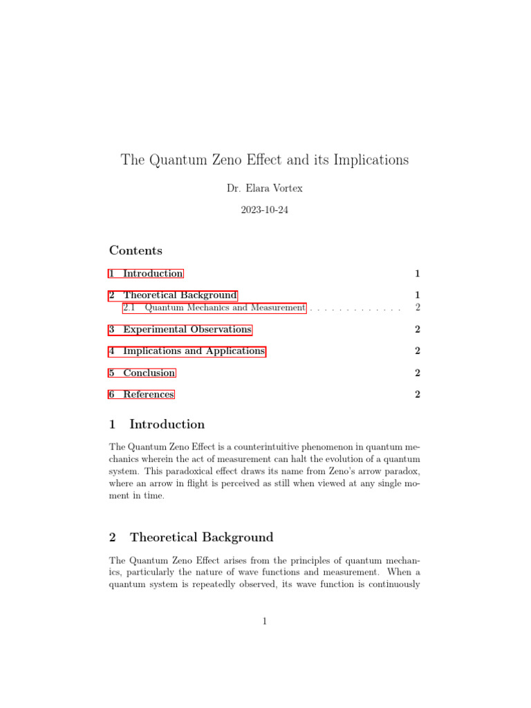 The Quantum Zeno Effect and Its Implications | PDF | Quantum Mechanics ...