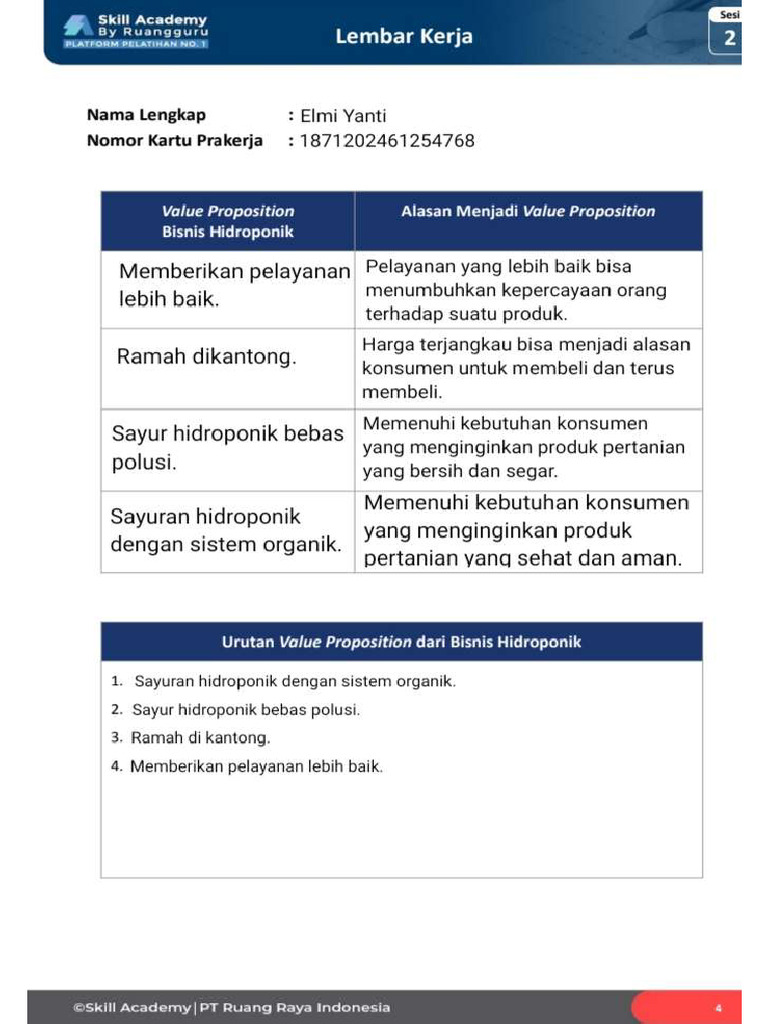TPM 2 Membuat Value Proposition - (Elmi Yanti) | PDF