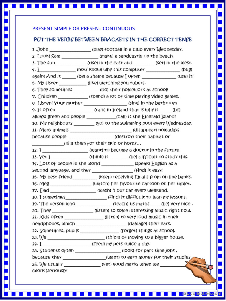 Present Simple vs. Continuous Exercises | PDF