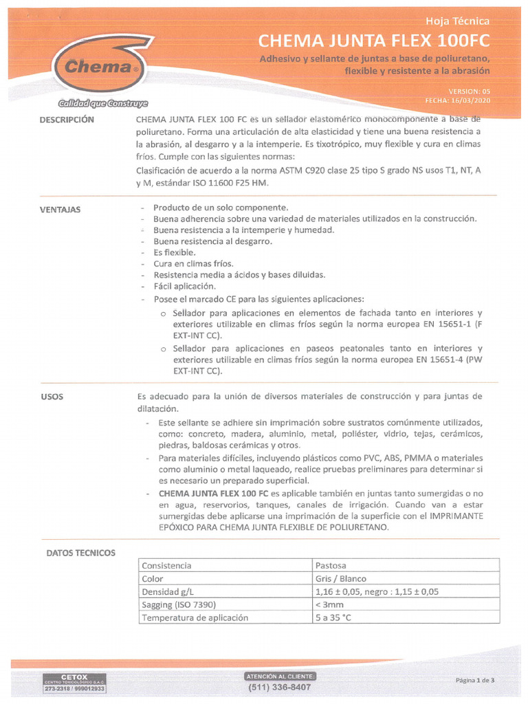 Chema Junta Felx 100FC | PDF