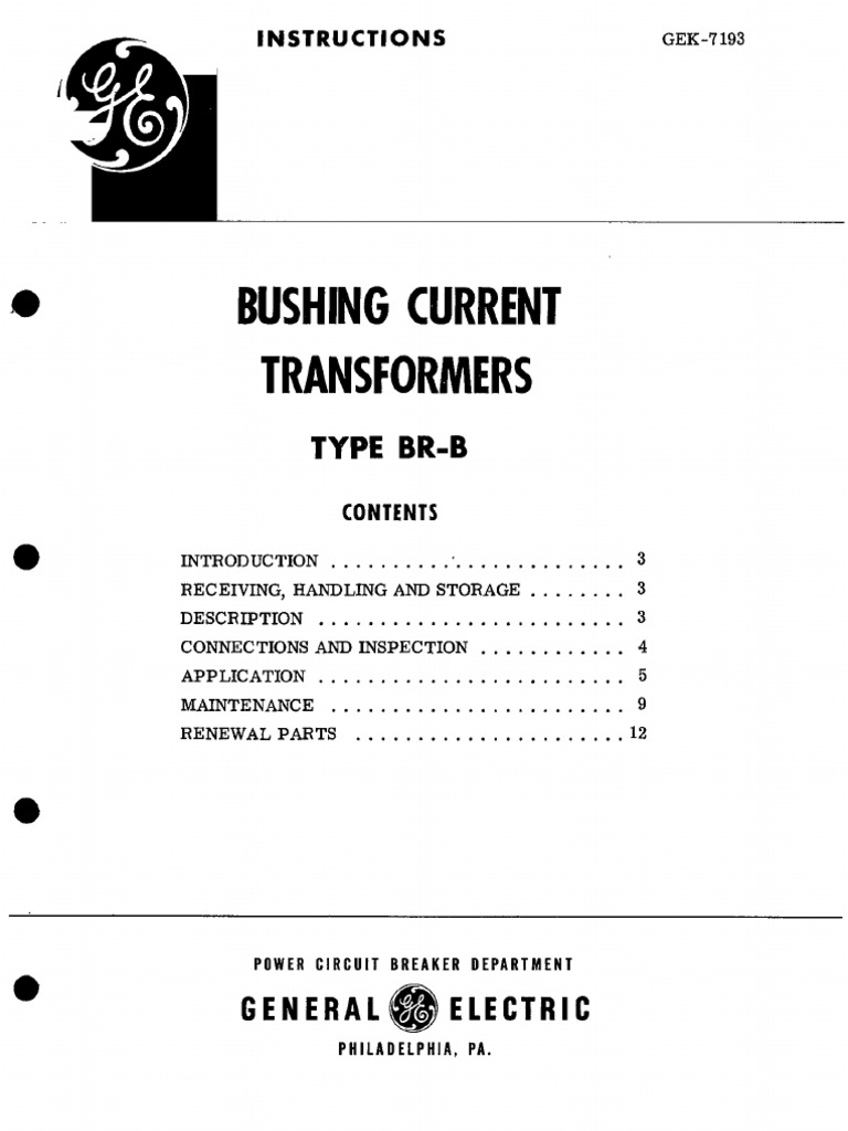 Bushing Current Transformers Type BR-B | PDF