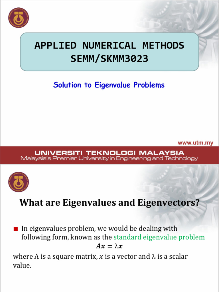 Lecture 4 Solution To Eignvalue Problems - MS | PDF | Eigenvalues And Eigenvectors | Algorithms