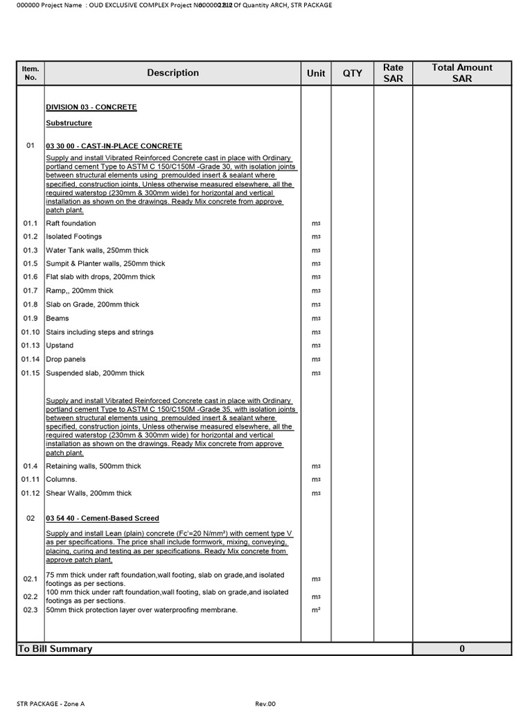 Sample_BOQ | PDF | Concrete | Beam (Structure)