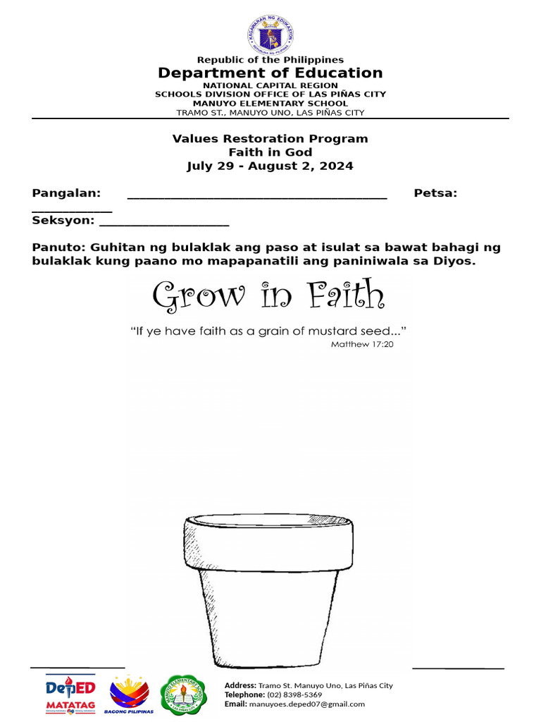 Grade 4 VRP Faith in God | PDF