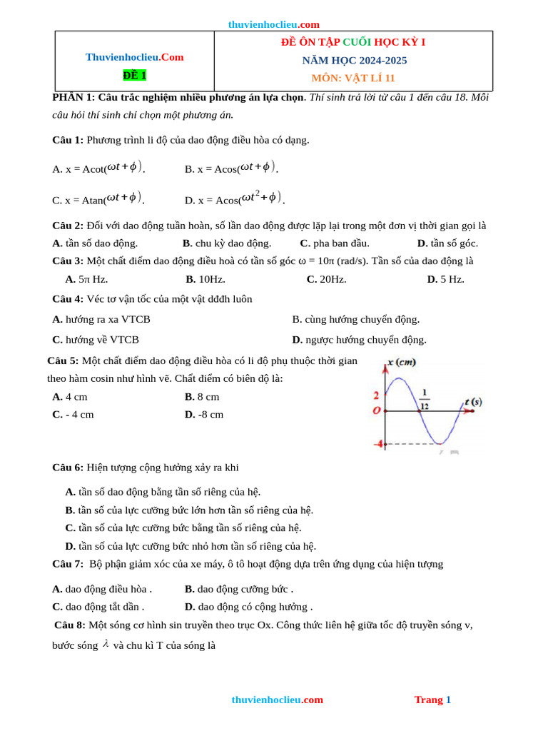 thuvienhoclieu.com-10-De-on-tap-cuoi-ki-1-Vat-li-11-KNTT-24-25 | PDF
