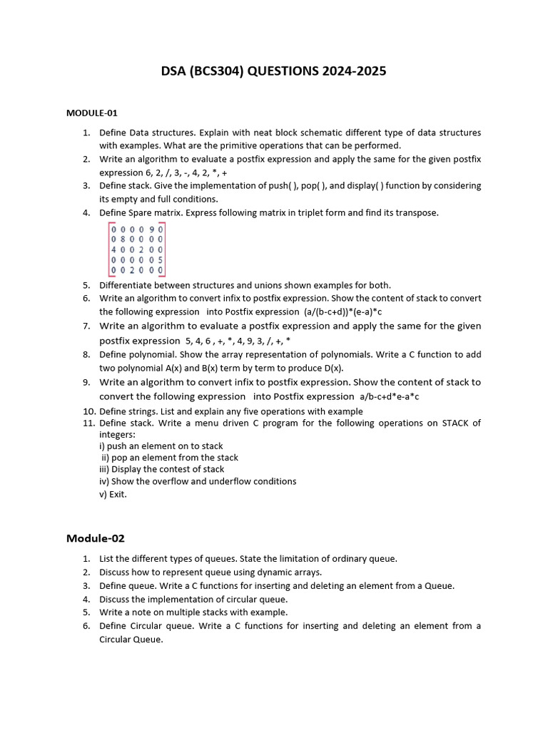 Ia1 Dsa Module01 02 Questions | PDF