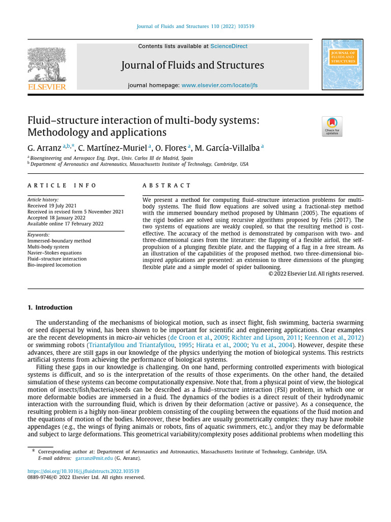Arranz_2022_Fluid-structure interaction of multi-body systems methodology and applications | PDF ...