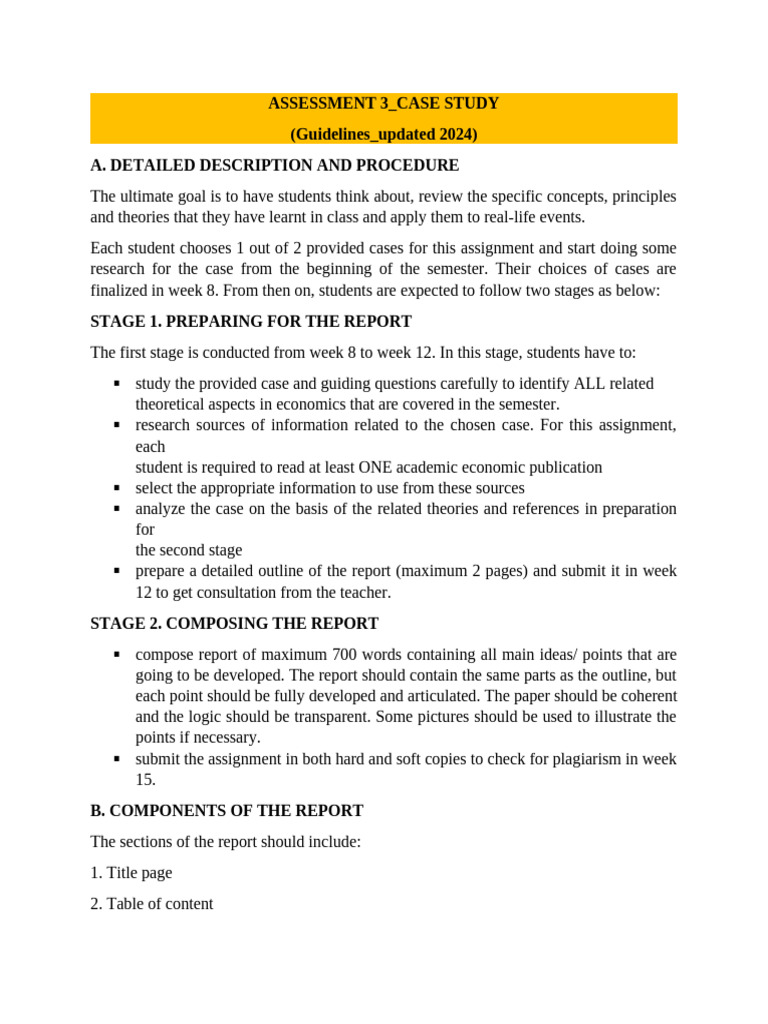ASSESSMENT 3_ Case study guidelines 2024 | PDF | Theory | Information
