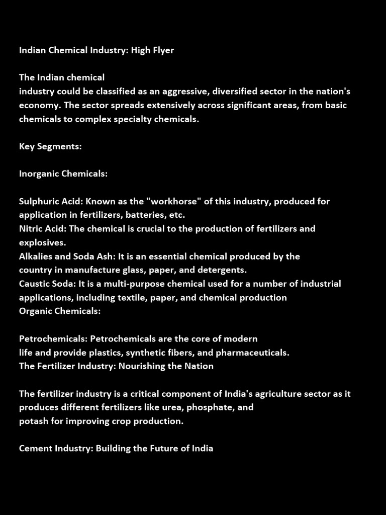 Indian Chemical Industry | PDF | Chemical Industry | Fertilizer