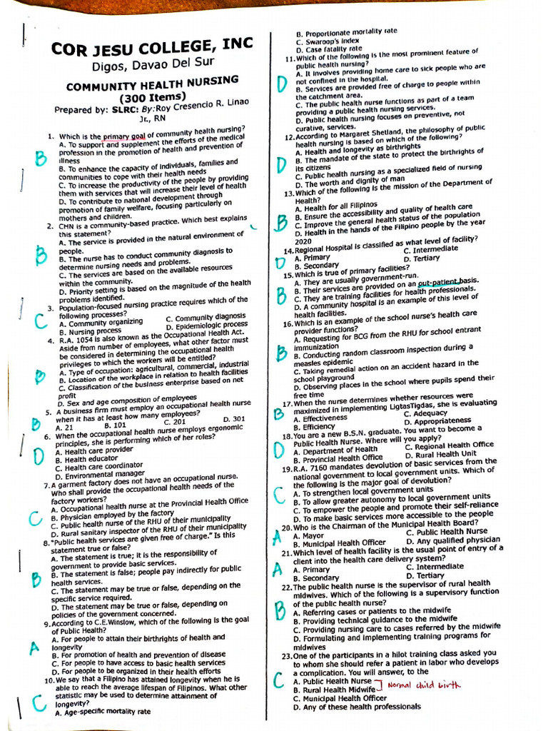 CHN Questions and Answers | PDF