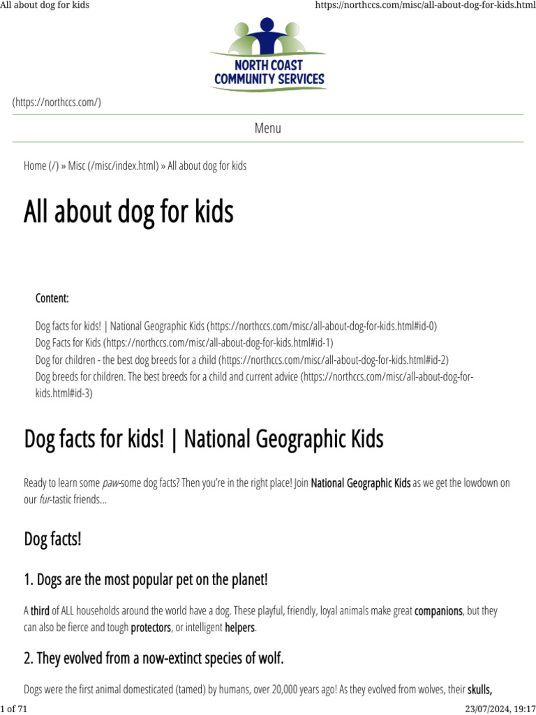 All About Dog For Kids | PDF | Dogs | Subspecies Of Canis Lupus