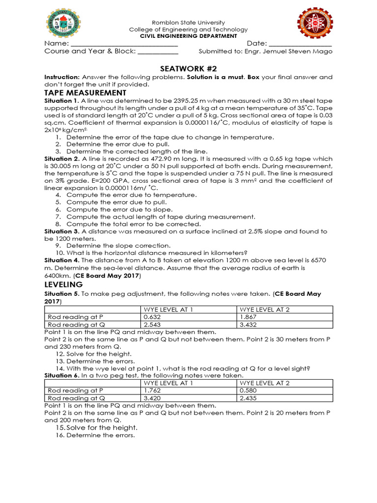 Seatwork 2 | PDF | Metrology | Applied And Interdisciplinary Physics