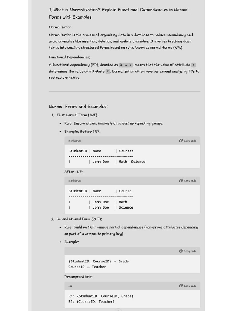 DBMS Mid 2 Answers - Long | PDF