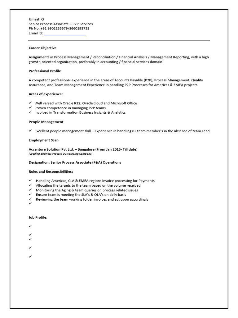 UMESH CV - Updated | PDF | Accounts Payable | Business