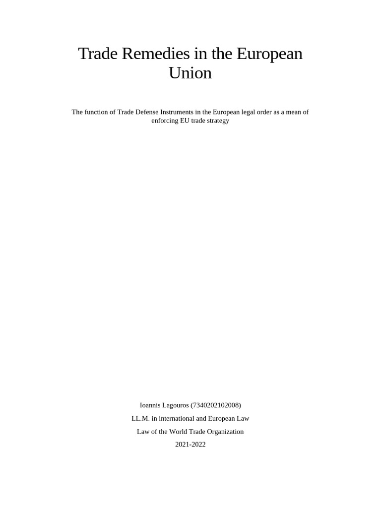 Trade Remedies in The European Union | PDF | Dumping (Pricing Policy ...