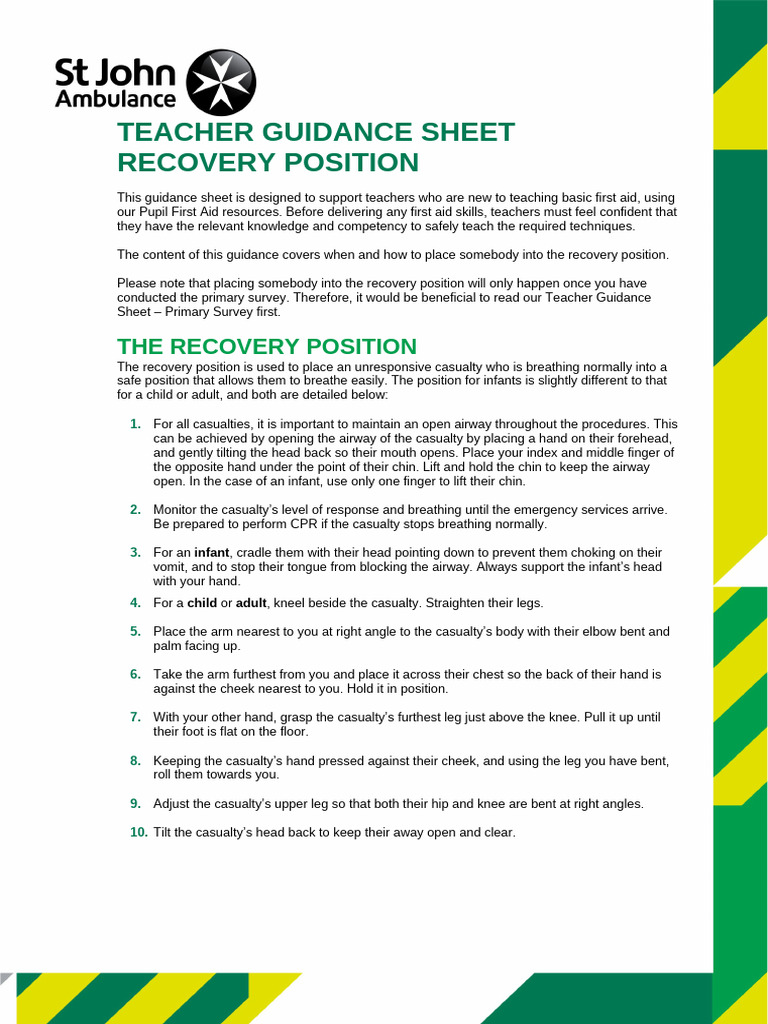Teacher Guidance Recovery Position | PDF | First Aid