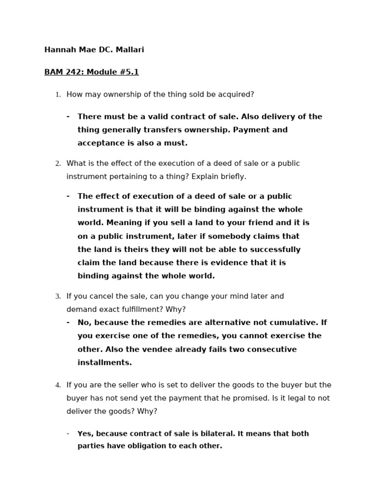 Contract of Sale Essentials | PDF