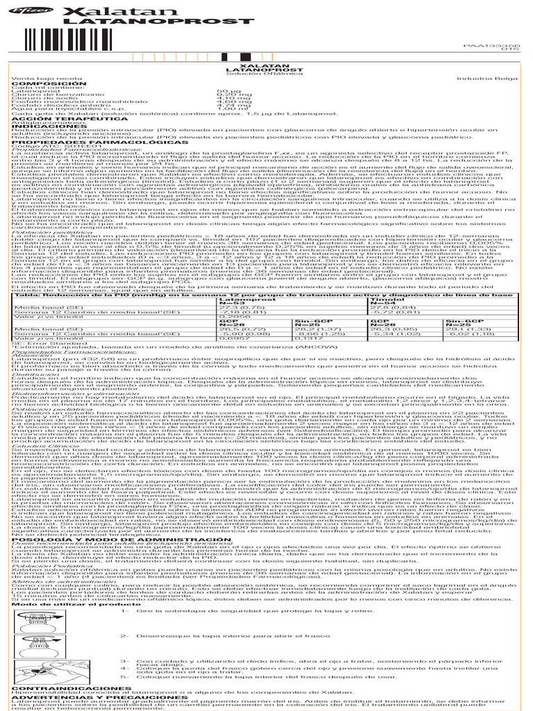 Xalatan Prospecto | PDF | Glaucoma | Drogas