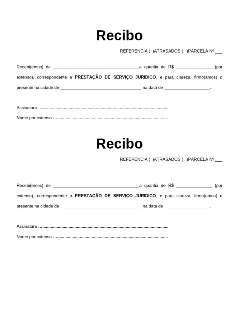 Modelo Recibo Simples para Impressao | PDF
