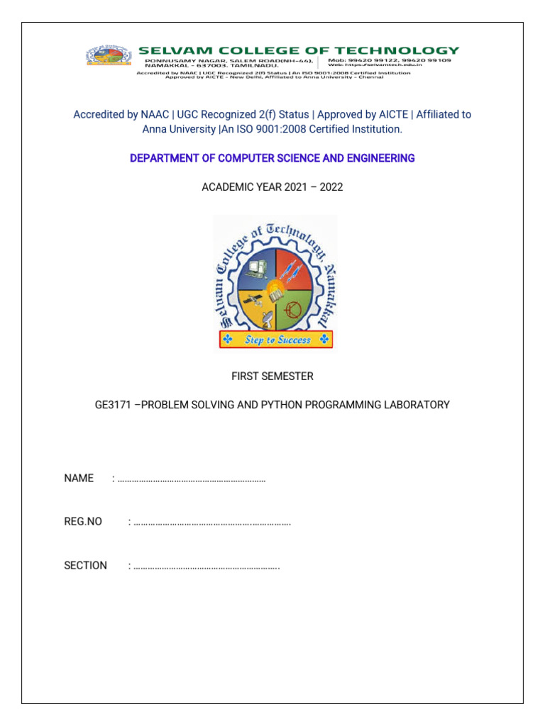 GE3171-PSPP-LAB(1) | PDF