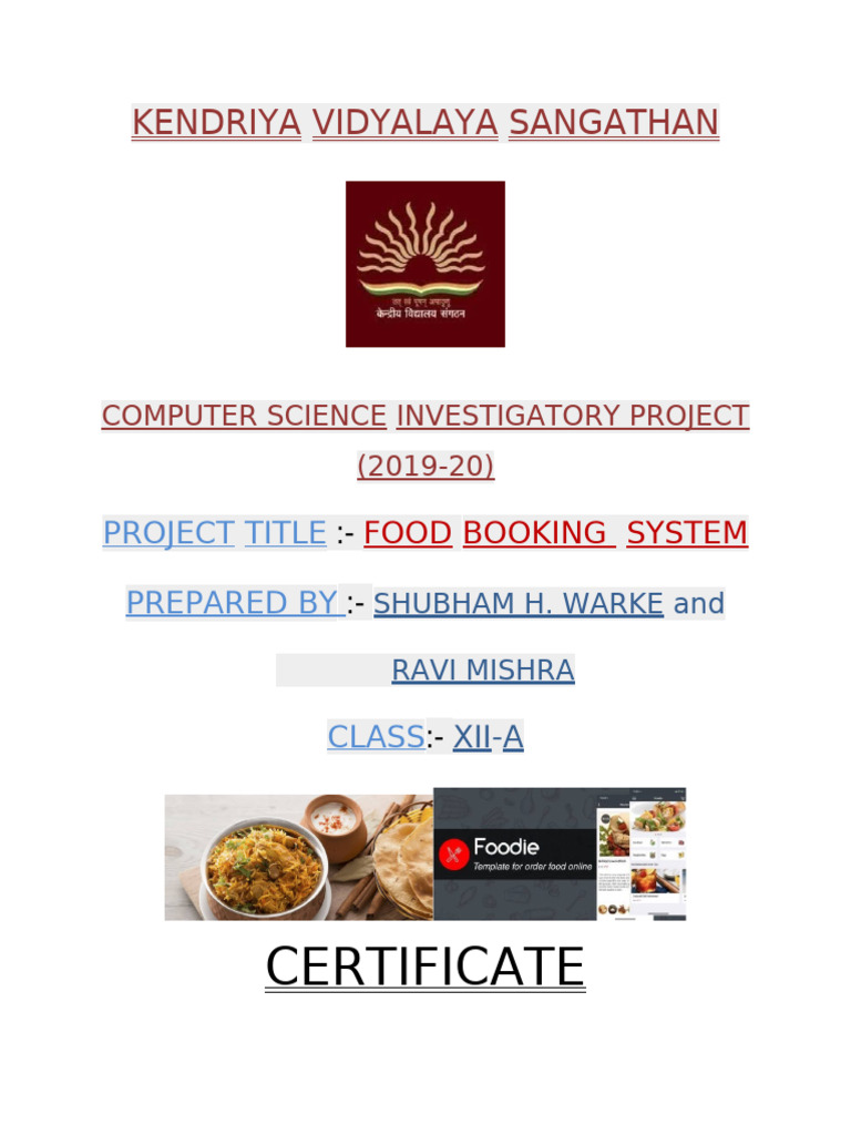 Food Booking System | PDF | Databases | Computer Data