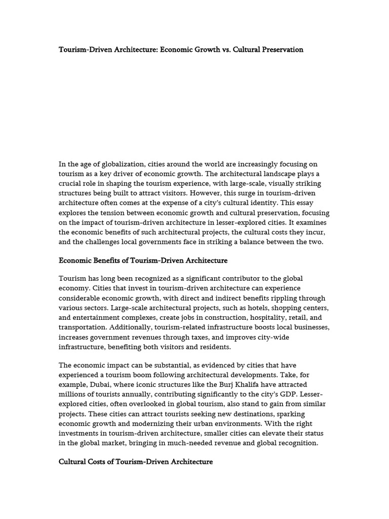 Tourism-Driven Architecture | PDF | Tourism | Economic Growth Tourism-Driven Architecture | PDF | Tourism | Economic Growth