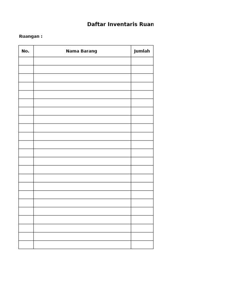 Inventaris Ruangan Kosong | PDF
