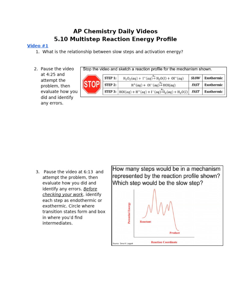 Multistep Reaction Energy Profile | PDF