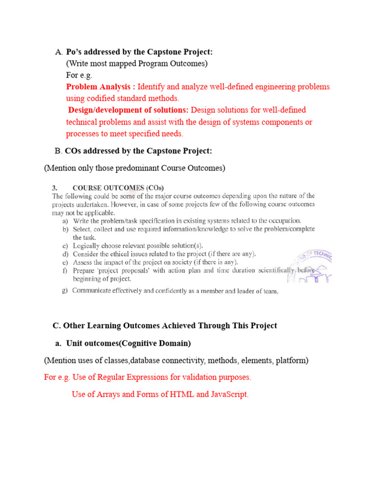 Capstone Project Learning Outcomes Summary | PDF