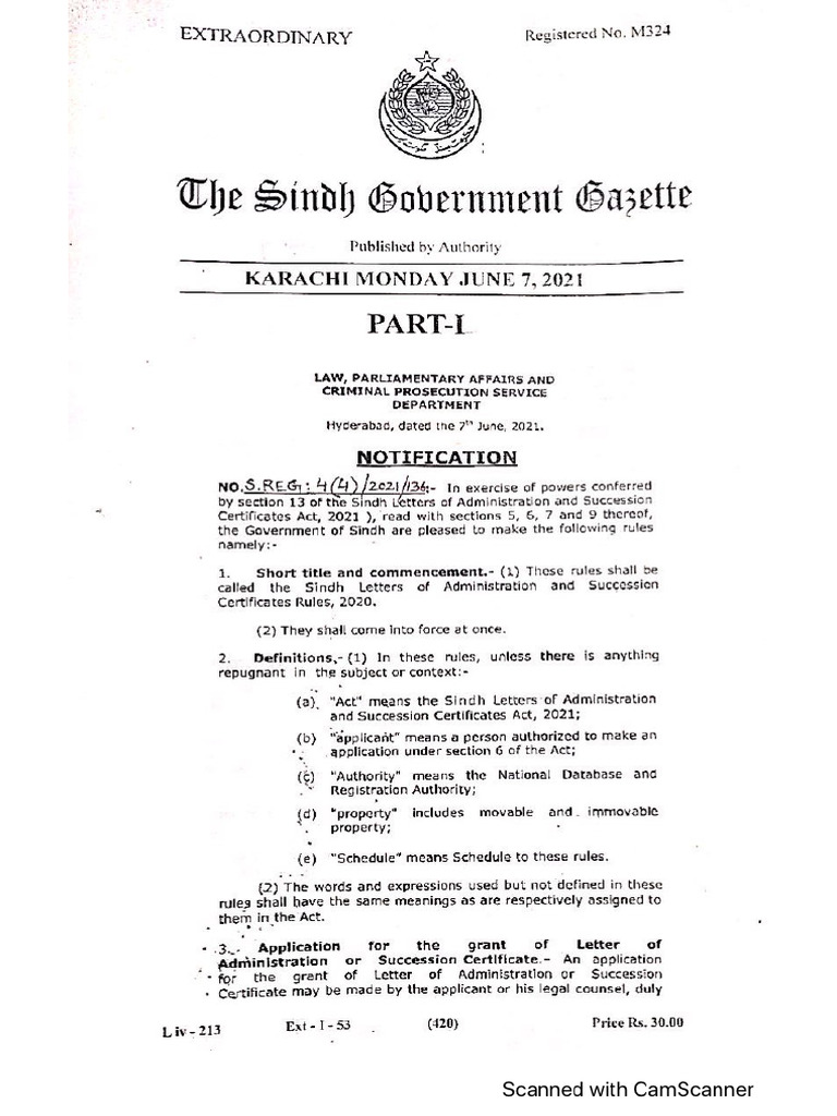 Sindh Letters of Administration and Succession Certificates Rules | PDF