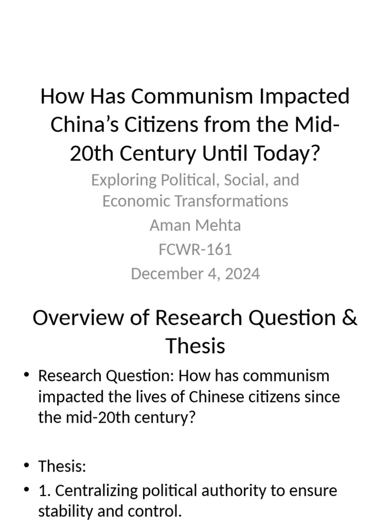 Impact of Communism on Chinese Citizens | PDF