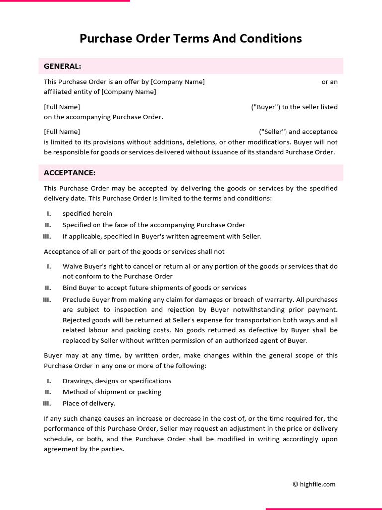 Purchase Order Terms and Conditions Template | PDF | Indemnity | Common Law
