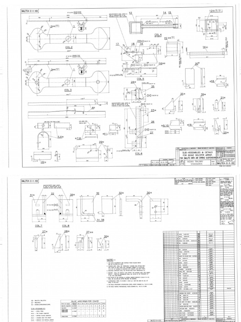 Drawing Air Suspension DEMU AND HCC Bogie Bolster | PDF