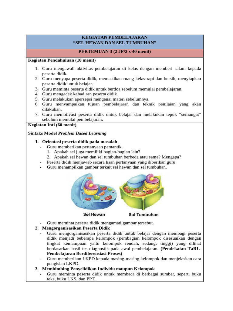 Pembelajaran Sel Hewan & Tumbuhan | PDF