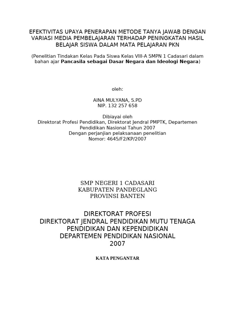Contoh Laporan PTK | PDF
