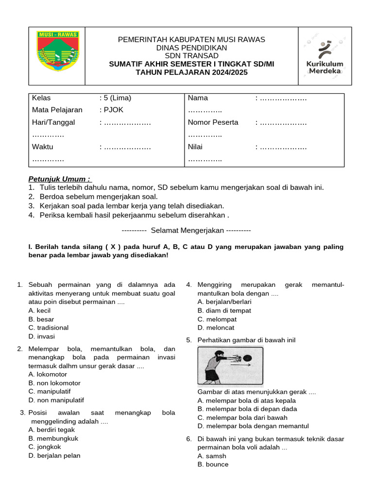 SAS PJOK Kelas 5 SEM 1 | PDF