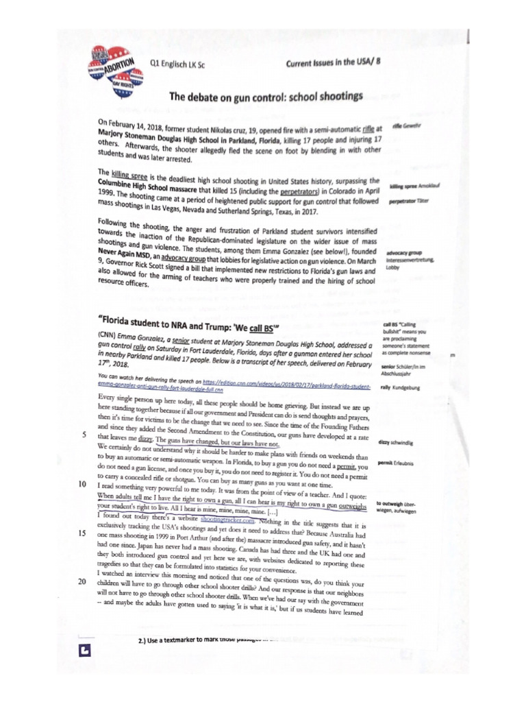 The Debate On Gun Control School Shootings 2 | PDF