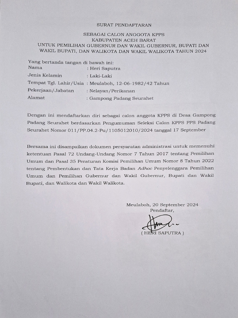 Pendaftaran Heri | PDF