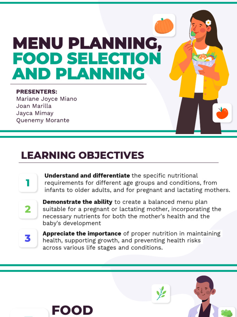 g3 Menu Planningfood Selection and Planning | PDF | Nutrition | Diet ...