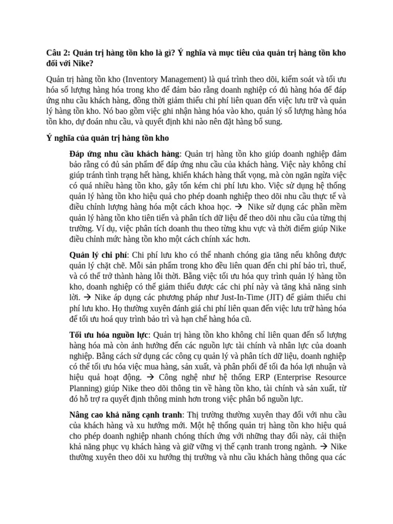 Câu 2-QTT Nkho | PDF