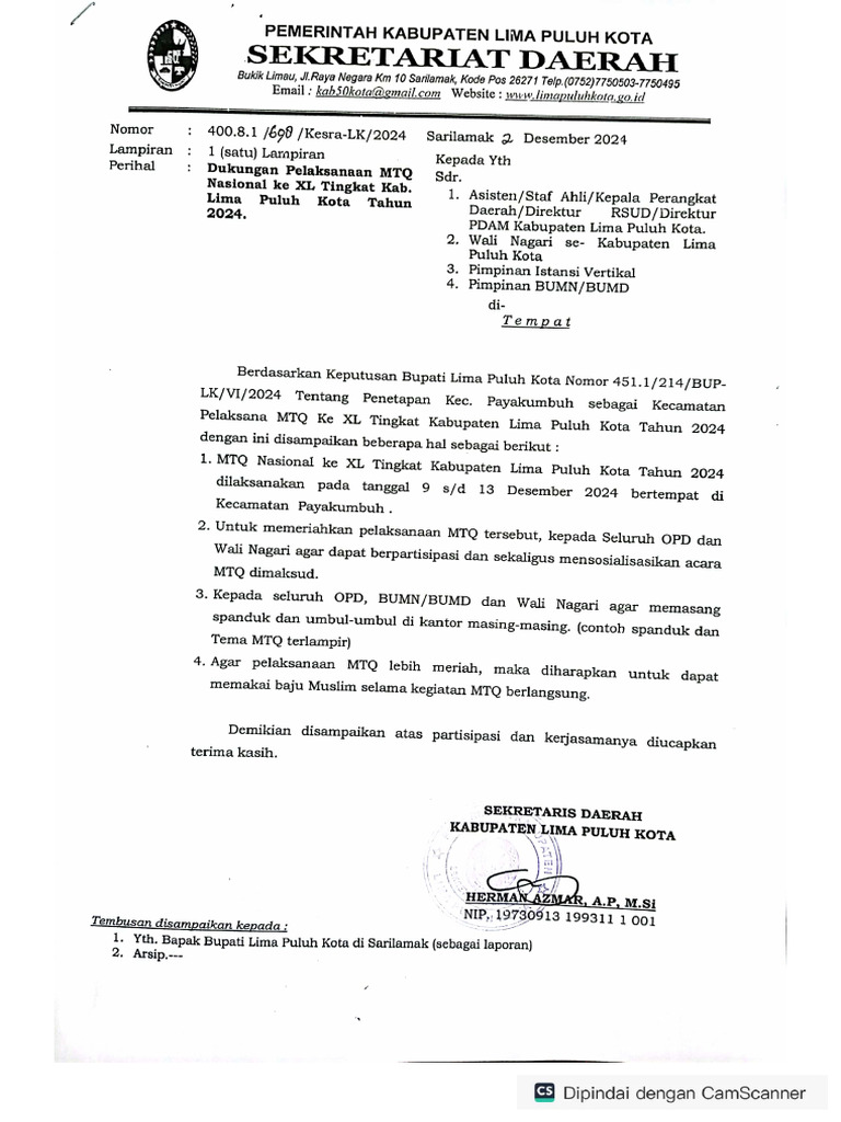 Dukungan Pelaksanaan MTQ | PDF