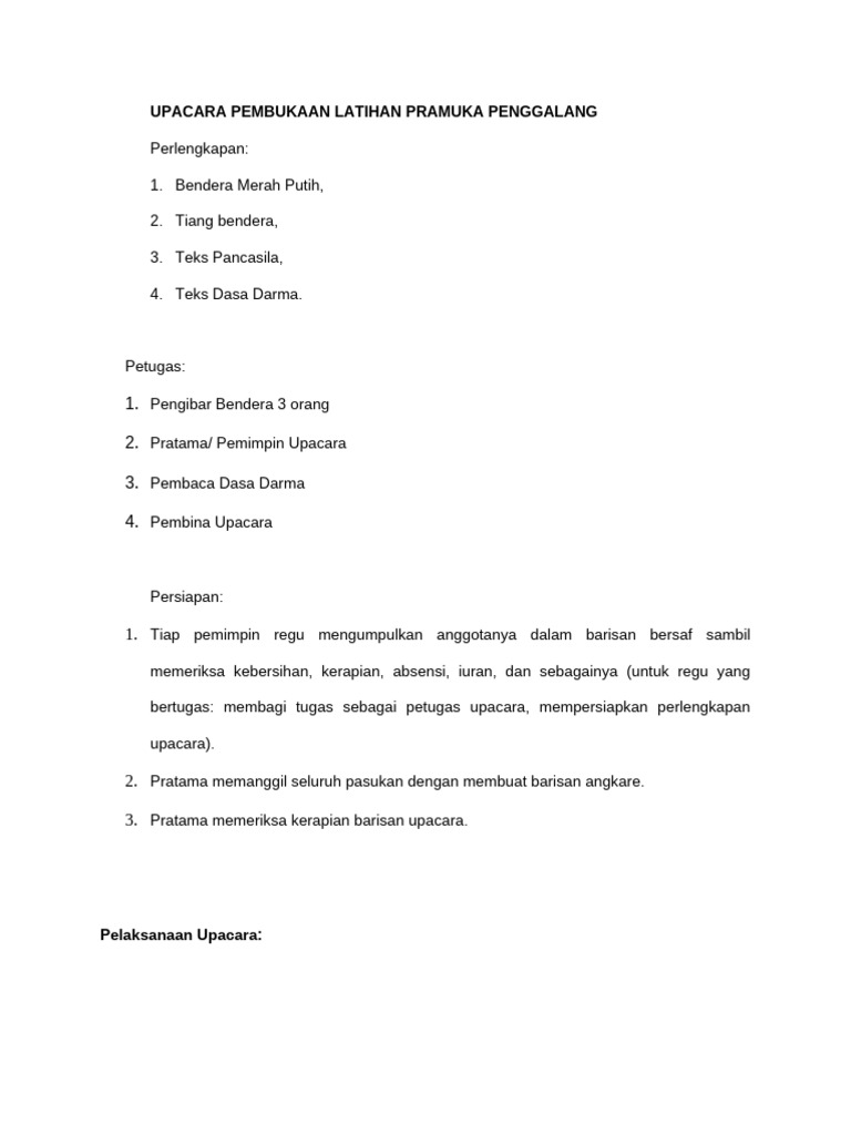 Tata Cara Upacara Pramuka Penggalang | PDF