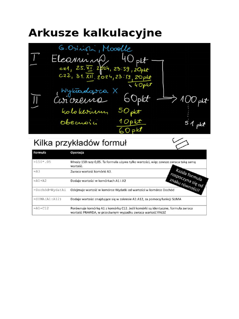 Arkusze Kalkulacyjne | PDF