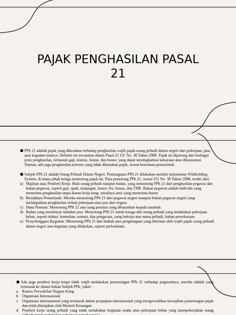 Pajak Penghasilan Pasal 21 | PDF