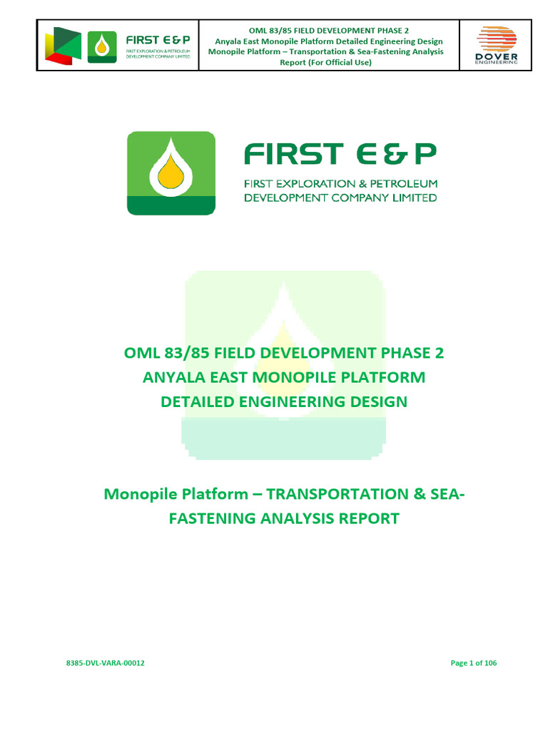 8385-DVL-VARA-00012 - Transportation 0 Seafasten Analysis Report - Rev ...