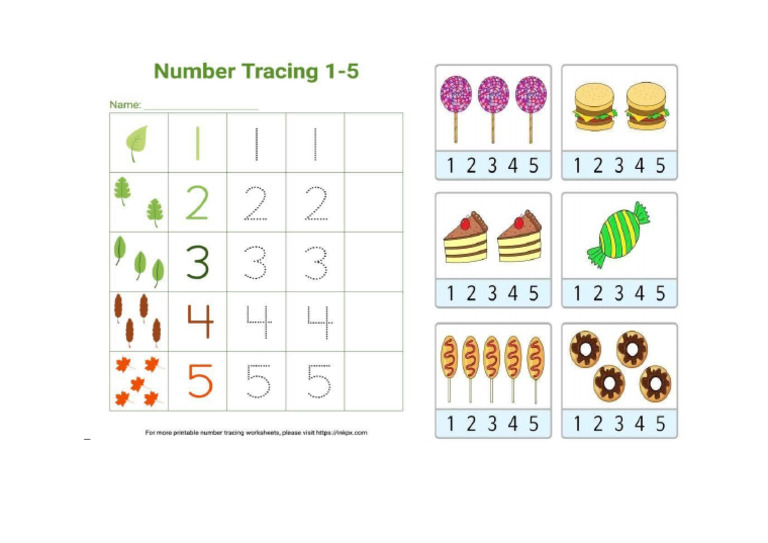 Tracing 1-5 Dan Mencocokan Angka | PDF