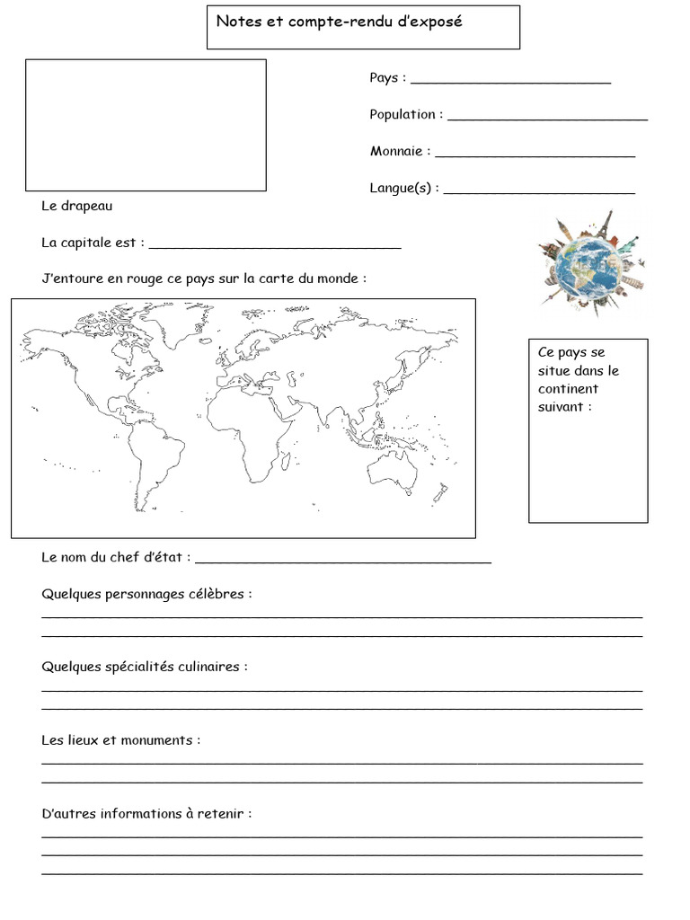 Exposé sur un pays pour CM2 | PDF
