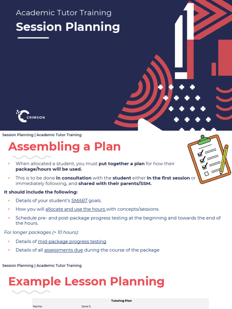 7. Session Planning | PDF | Homework | Learning